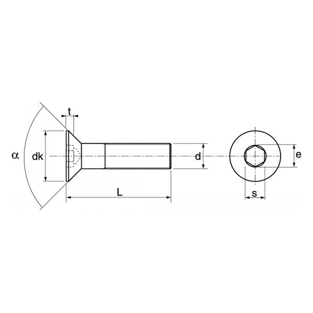 Vis métaux FHC 4X25 tête fraisee 6 pans creux Inox A4